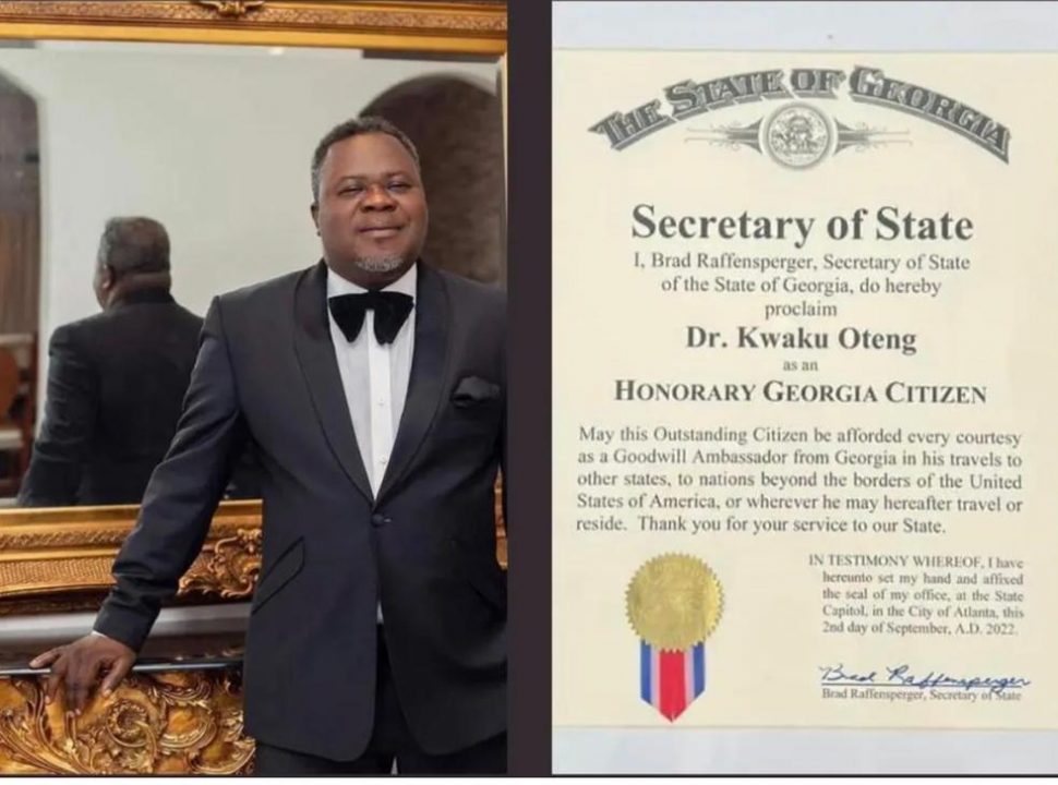 Dr. Kwaku Oteng honored with Georgia State Citizen Award and Honorary ...