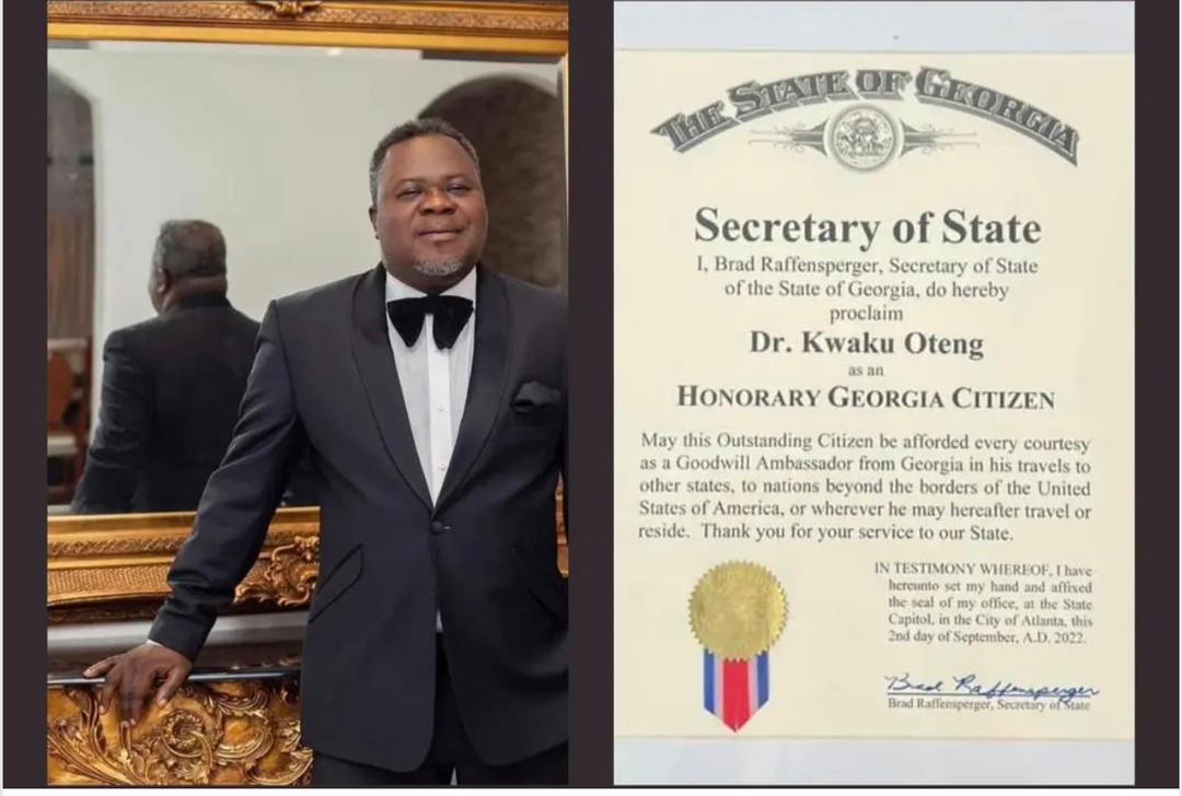 Dr. Kwaku Oteng honored with Georgia State Citizen Award and Honorary Doctorate Degree in USA ...